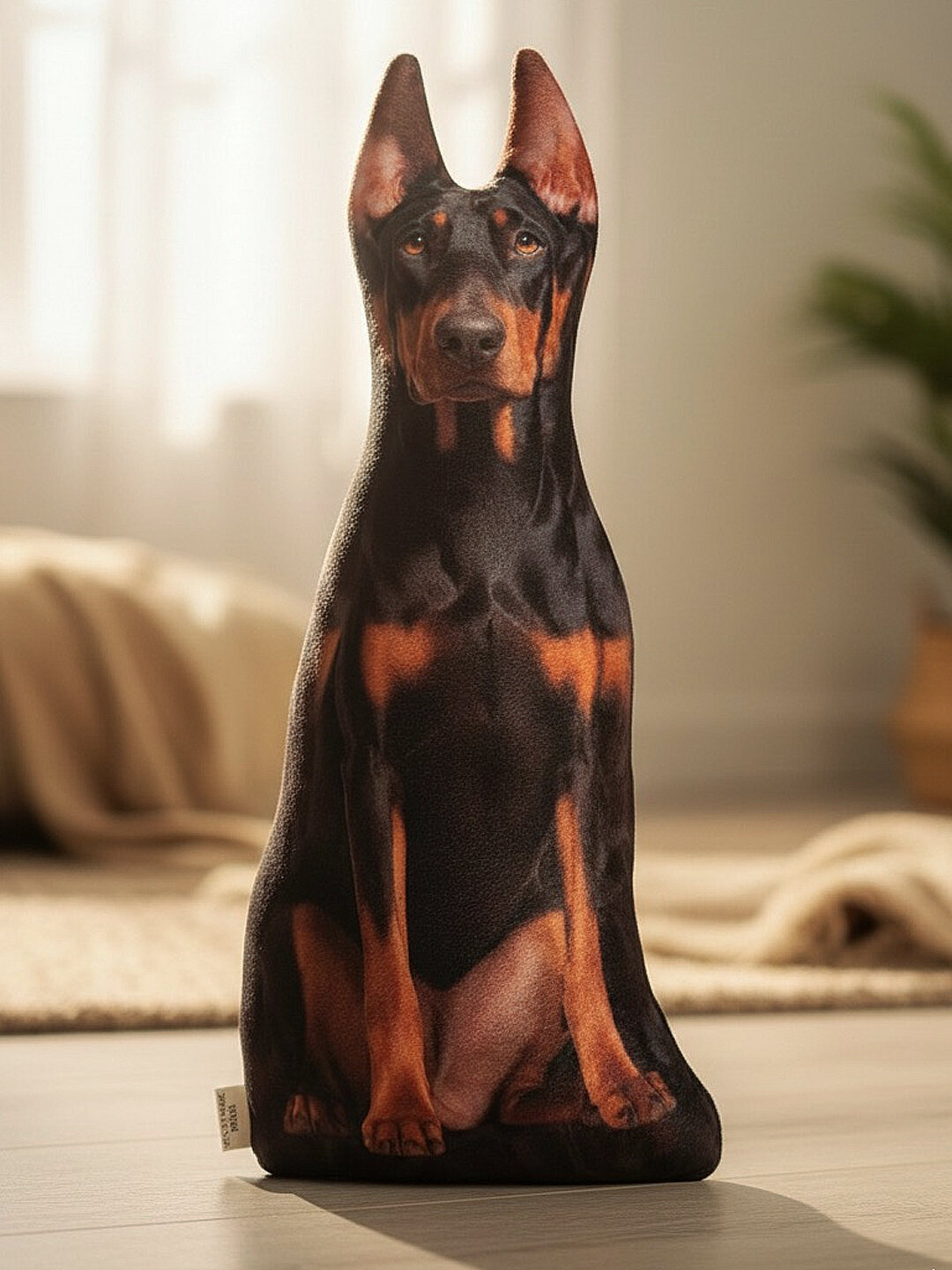 Реалистичная мягкая подушка-игрушка собака Доберман от бренда Нескучные вещи