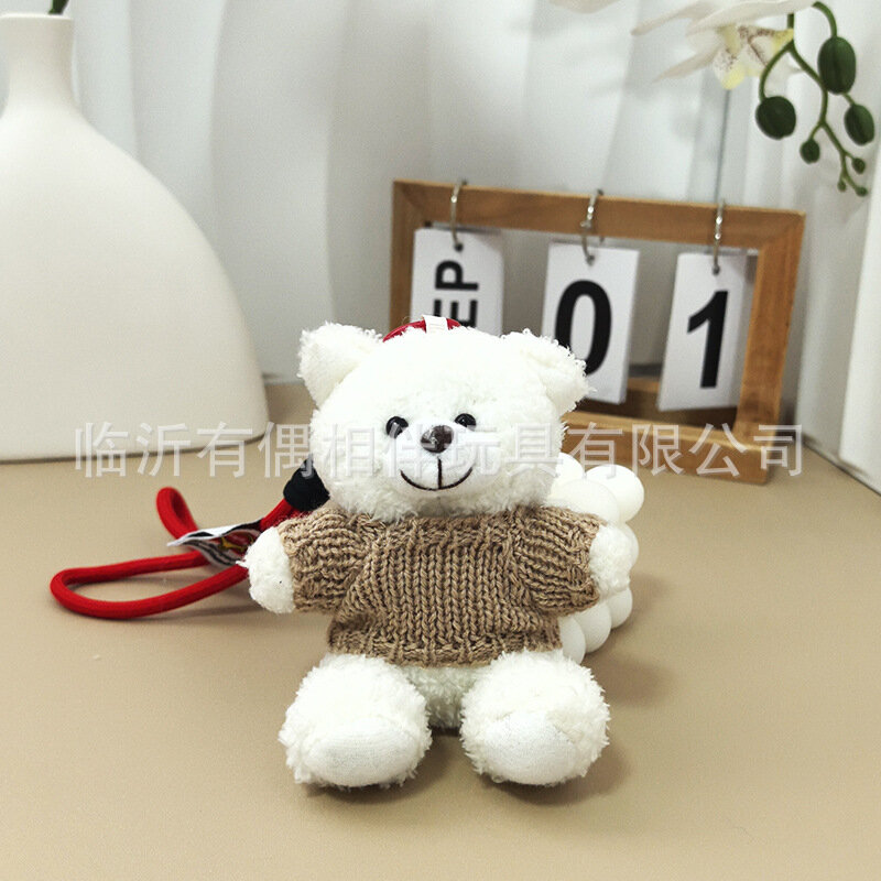 Медвежонок подвеска школьная сумка пара брелок рождественский плюшевый мишка украшения сетка красная кукла подарок на
