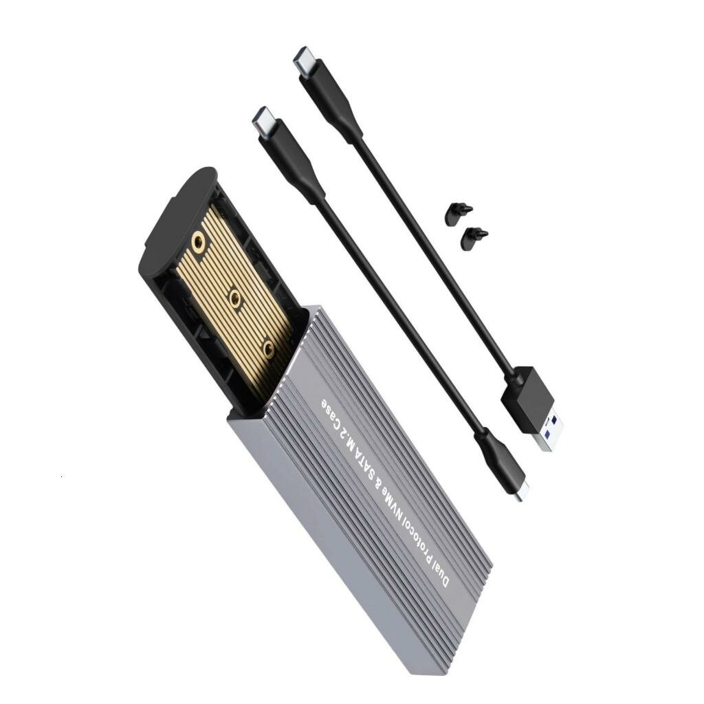 Внешний корпус для M.2 SSD с поддержкой двух протоколов, Двойной провод