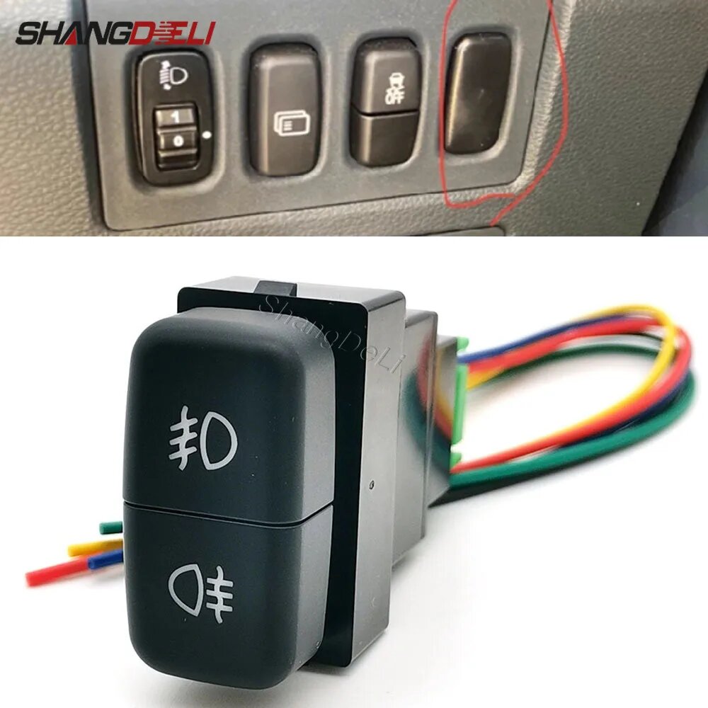 1 шт, 12 В постоянного тока, подходит для Mitsubishi Pajero Triton ASX Lancer 2006-2011, красный светодиодный светильник, двойная передняя и задняя кнопка включения противотуманных фар с проводом