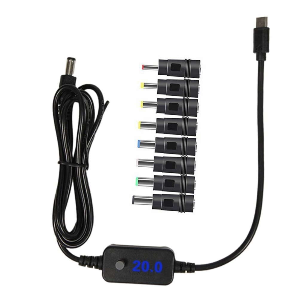 Зарядный Провод типа C до 5,5x2,5 мм С Цифровым дисплеем 5V 9V 12V 15V 20V