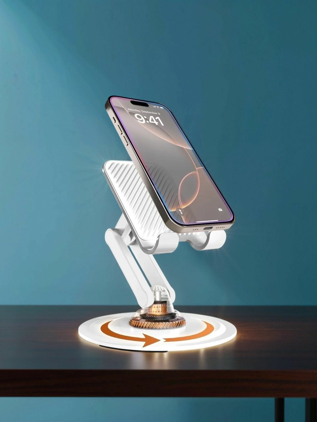 Подставка для телефона 360 Stand, держатель настольный с регулировкой угла наклона и поворотом на 360 градусов; цвет белый