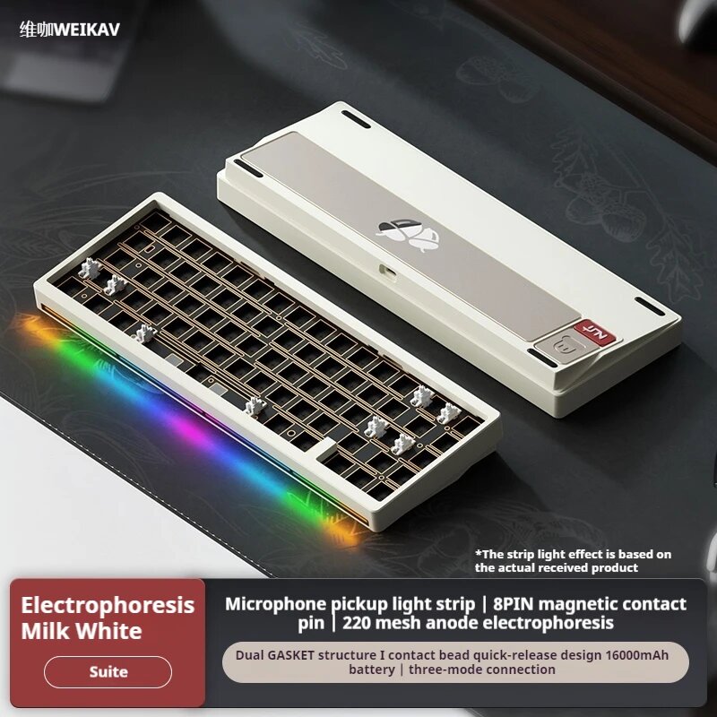 Механическая RGB-клавиатура Weikav NUT-65, Трехрежимная, Из Алюминиевого Сплава, Для Игр, С Двумя Структурами Маркировки