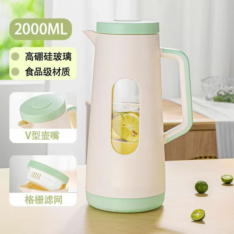 Высокотемпературный кувшин для холодной воды, бытовой стеклянный, пищевой, взрывобезопасный, большой емкости, белый, открытый, холодильный кувшин для холодной воды, ведро для хранения воды