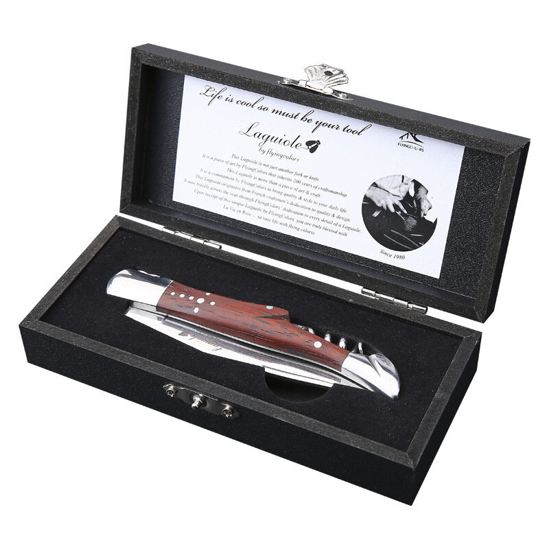 Французский подарок Laguiole, высококачественный штопор для вина, складной нож для вина из нержавеющей стали с ручкой из розового дерева