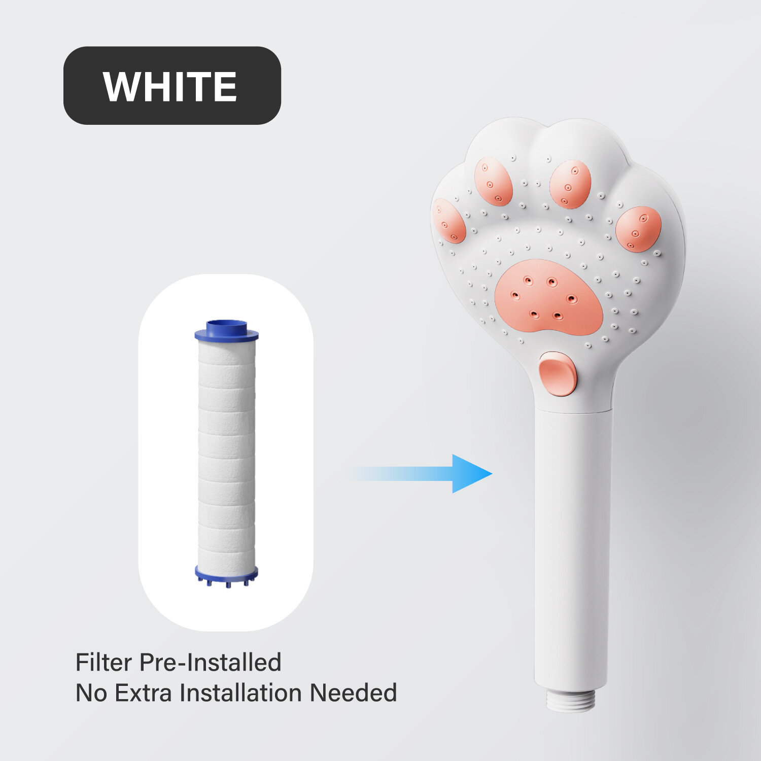 Супермощная фильтрующая душевая лейка с милым кошачьим лапкой, душевая лейка для ванной, водонагреватель, душевая лейка, кросс-бордер, розовая