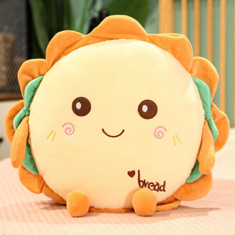 Милый мультяшный подушка-тост с подсолнухом 3-в-1, одеяло для кондиционера, грелка для рук, подушка для сна, подушка для сидения