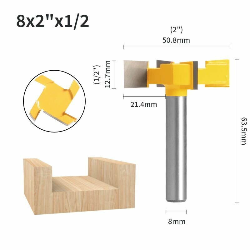Фреза для слэбов 50.8 мм , фреза по дереву для выравнивания поверхности, хвостовик 8 мм