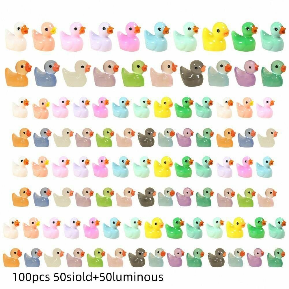 100 штук смоляные мини-флуоресцентные микроукрашения в виде утки