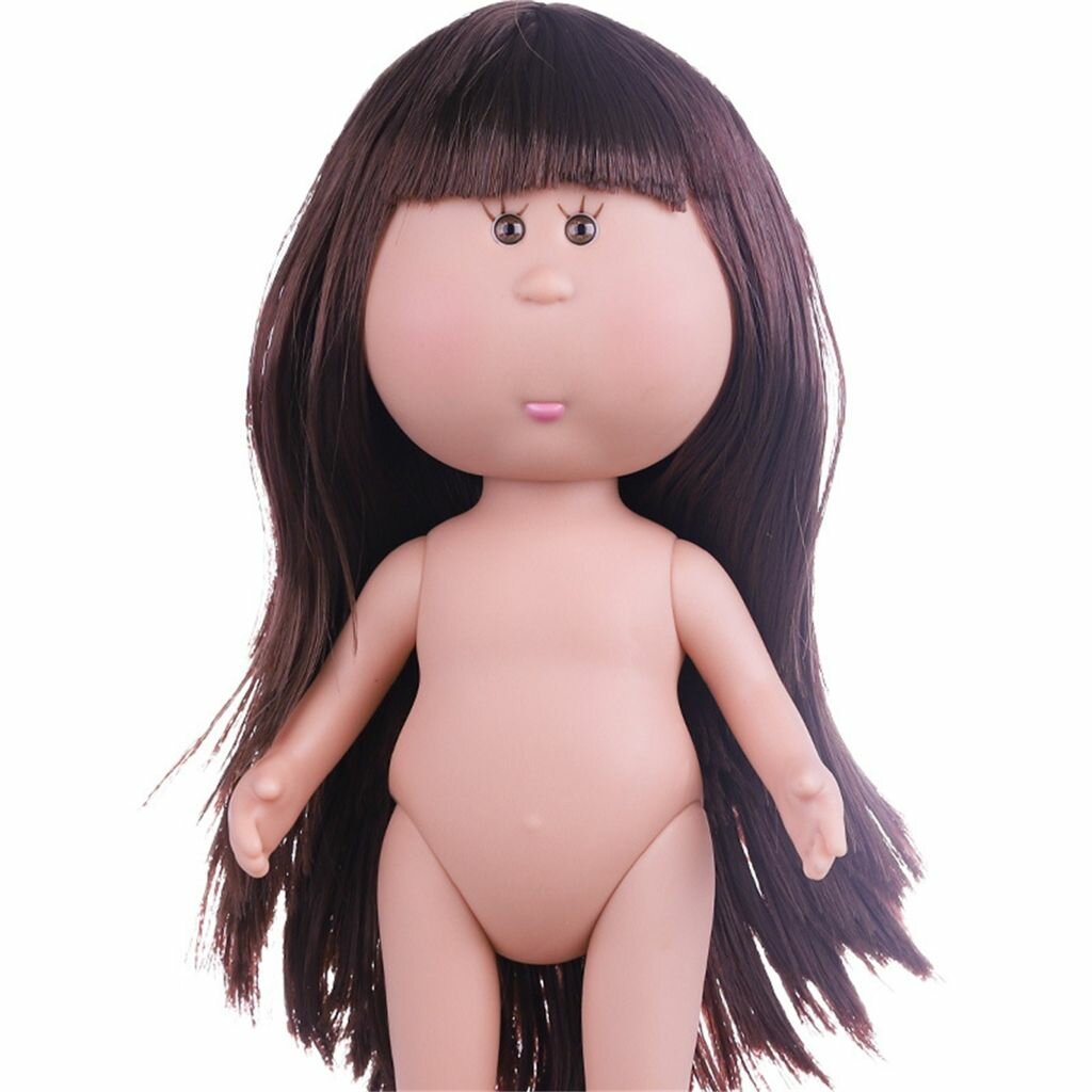 1 24-сантиметровая картофельная кукла mia doll nude baby set-Общая мускулатура, коричневая челка, прямые волосы