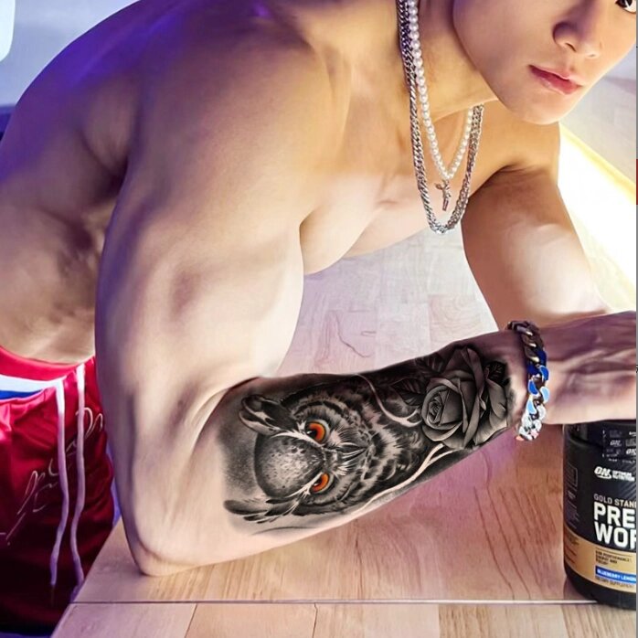 Временная тату "Волк", тату птицы, 21*14 см, переводная тату, цветные, черно-белые