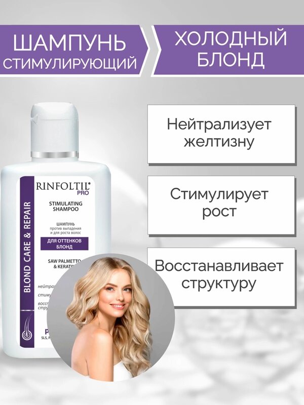 Ринфолтил PRO шампунь Для нейтрализации желтизны волос в оттенки блонд