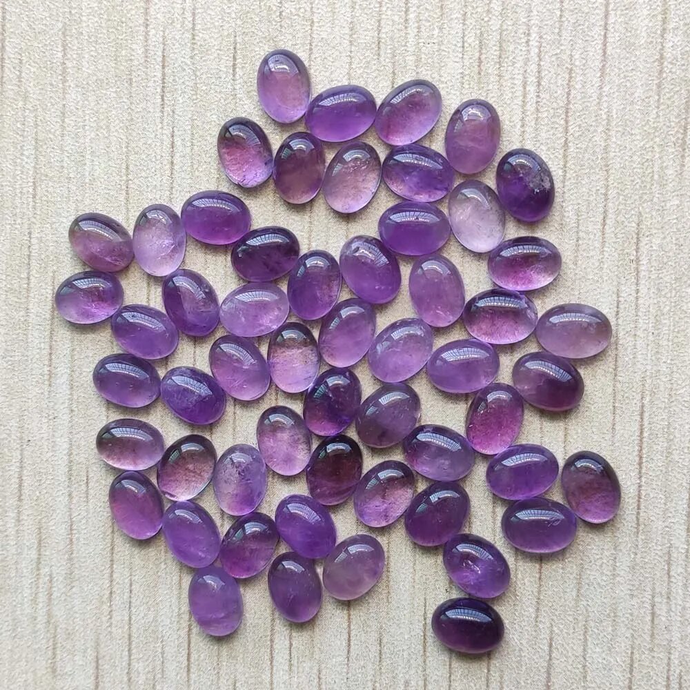 Модный натуральный аметист, овальный кабошон хорошего качества, 6x8 мм, бусины для изготовления ювелирных изделий, 50 шт./партия