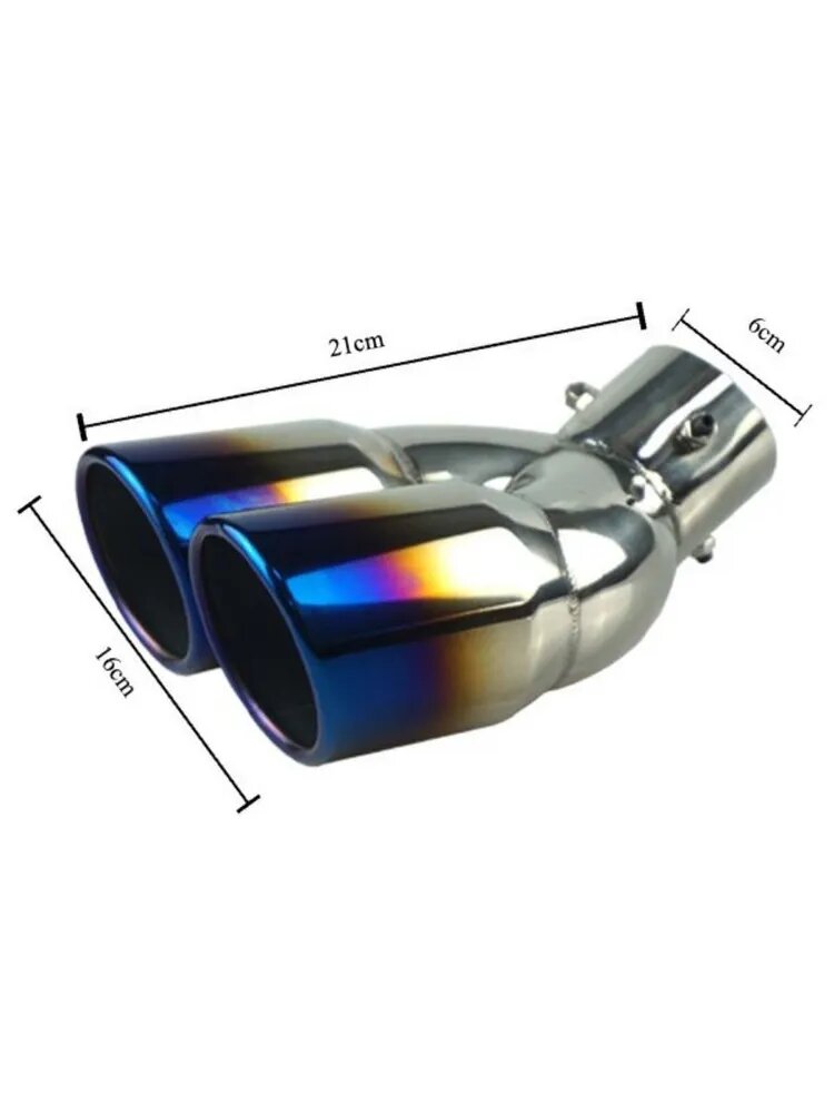 Глушитель, диаметр 60 мм, длина 215 мм арт. Двойной выпускной синий изогнутый насадка на глушитель 60mm