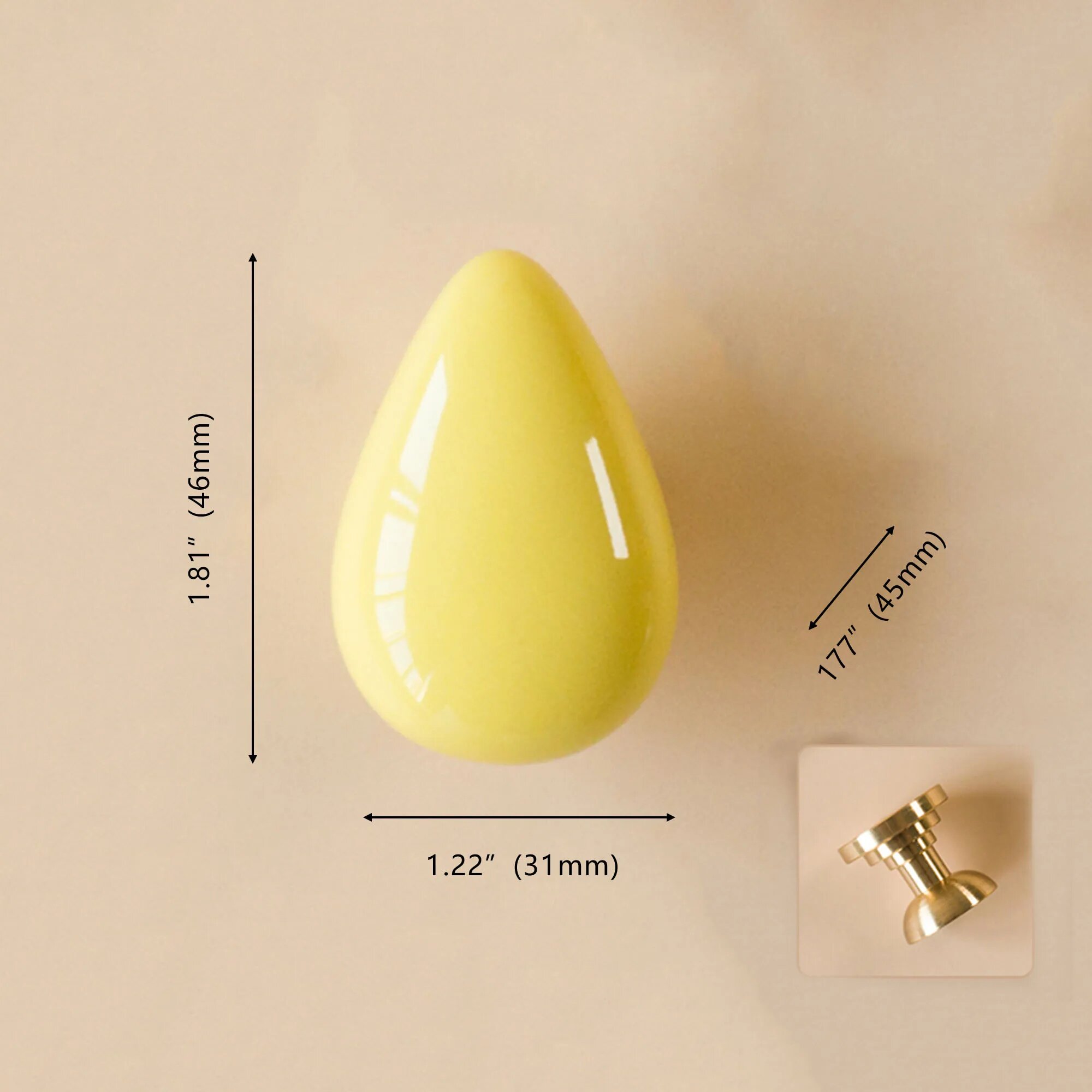 Керамические крючки для одежды Светло-желтый, Yellow with base