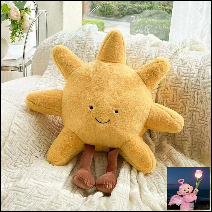 Плюшевая подушка длиной Улыбайся, кукла Солнце/Луна 50 см.