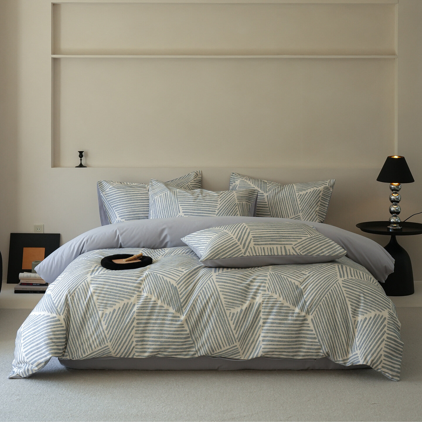 Комплект постельного белья из трех-четырех предметов, утолщенный, из 100% хлопка с начесом, класс А, подходит для сна без одежды, включающий пододеяльник и простыню, оптовая продажа постельного белья Nantong Home Textile.