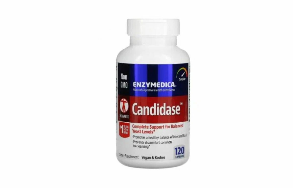 Enzymedica Candidase, для баланса кишечной флоры, 120 капсулы