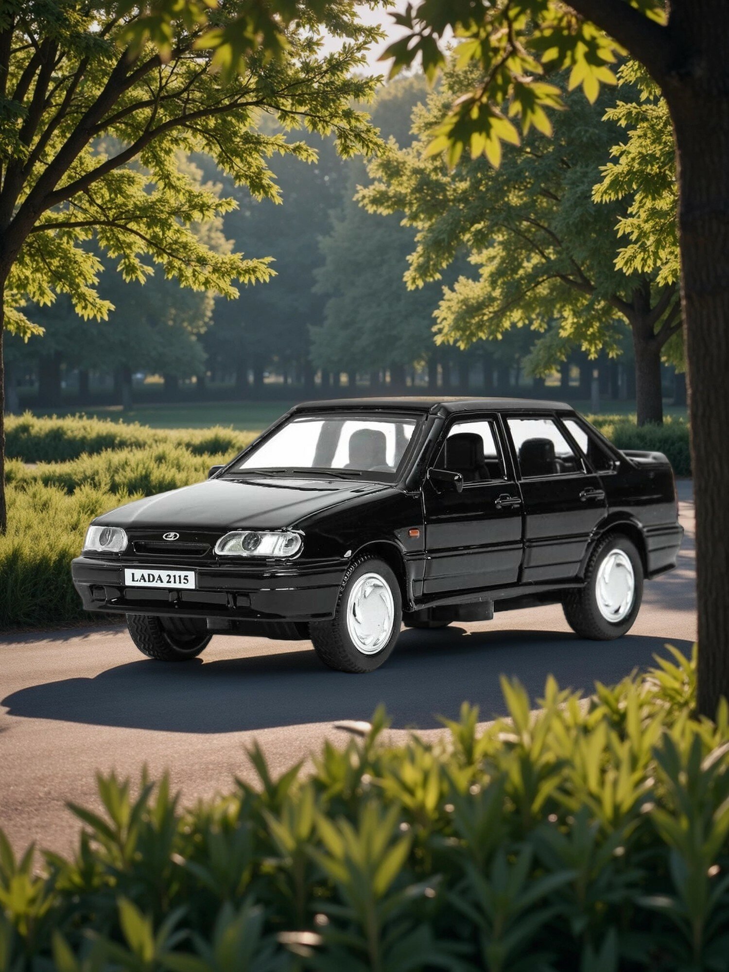 Машинка металлическая инерционная Технопарк ваз-2115 "самара" длина 12 см, черная