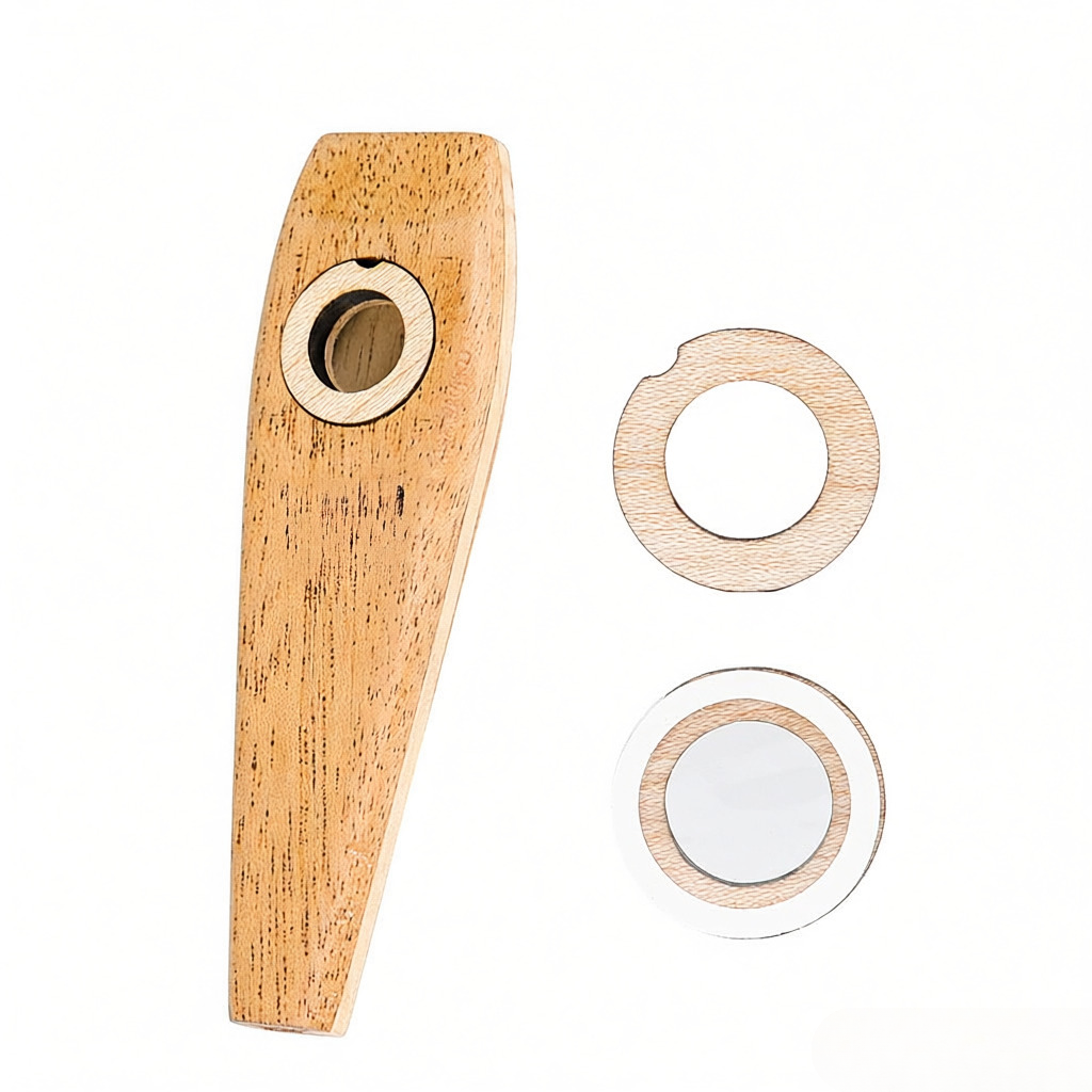 Деревянный Казувинд Инструмент Размер 10.4*2.95*0.9cm Вес 10.5g Пакет 11.2*3.2*3.2cm Вес 40.01g В комплект 1*Казу 2*Мембрана 2*Плаг