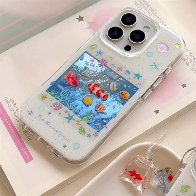 Морской мир, океан, тропическая рыба, золотая рыбка, морская 01 Single shell, for iPhone 16 Pro