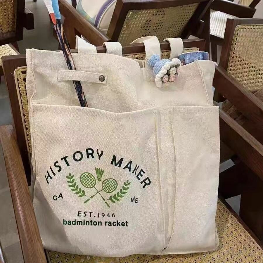 Сумка для бадминтона в японском стиле, холщовая сумка, ленивый стиль, большая вместимость, сумка через плечо, спортивная сумка, универсальная сумка-тоут