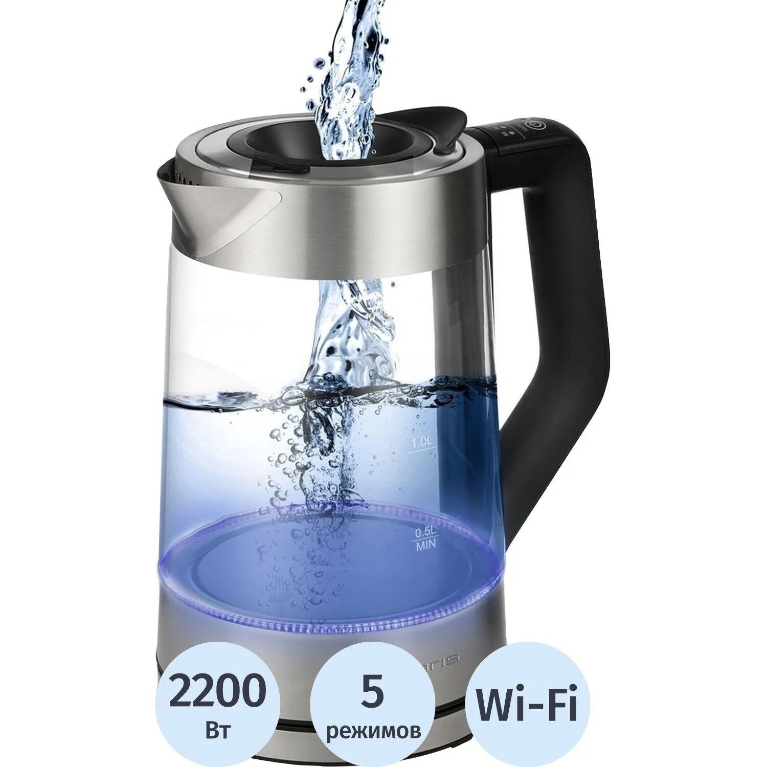Чайник элект. Polaris PWK 1725CGLD WIFI IQ Home, стекло,2200Вт, 1.7л, WI-FI