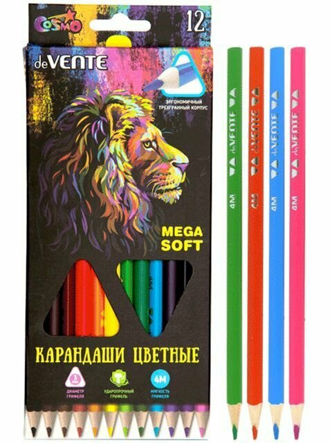 Карандаши трехгранные 12цв "Cosmo.Mega Soft" карт упак е/п DEVENTE 5022915