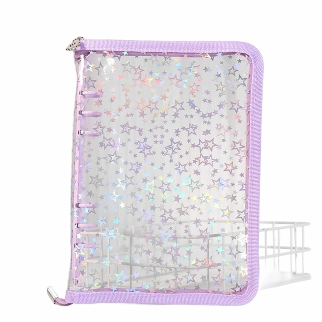 Обложка для переплета формата А5 с красочными звездами на 6 отверстий-taro Purple