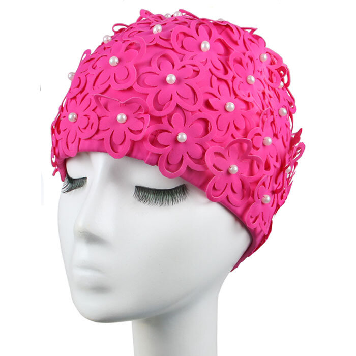 Шапочка для плавания женская жемчужная Стерео лепесток модная очень большая шапочка для плавания с горячими источниками