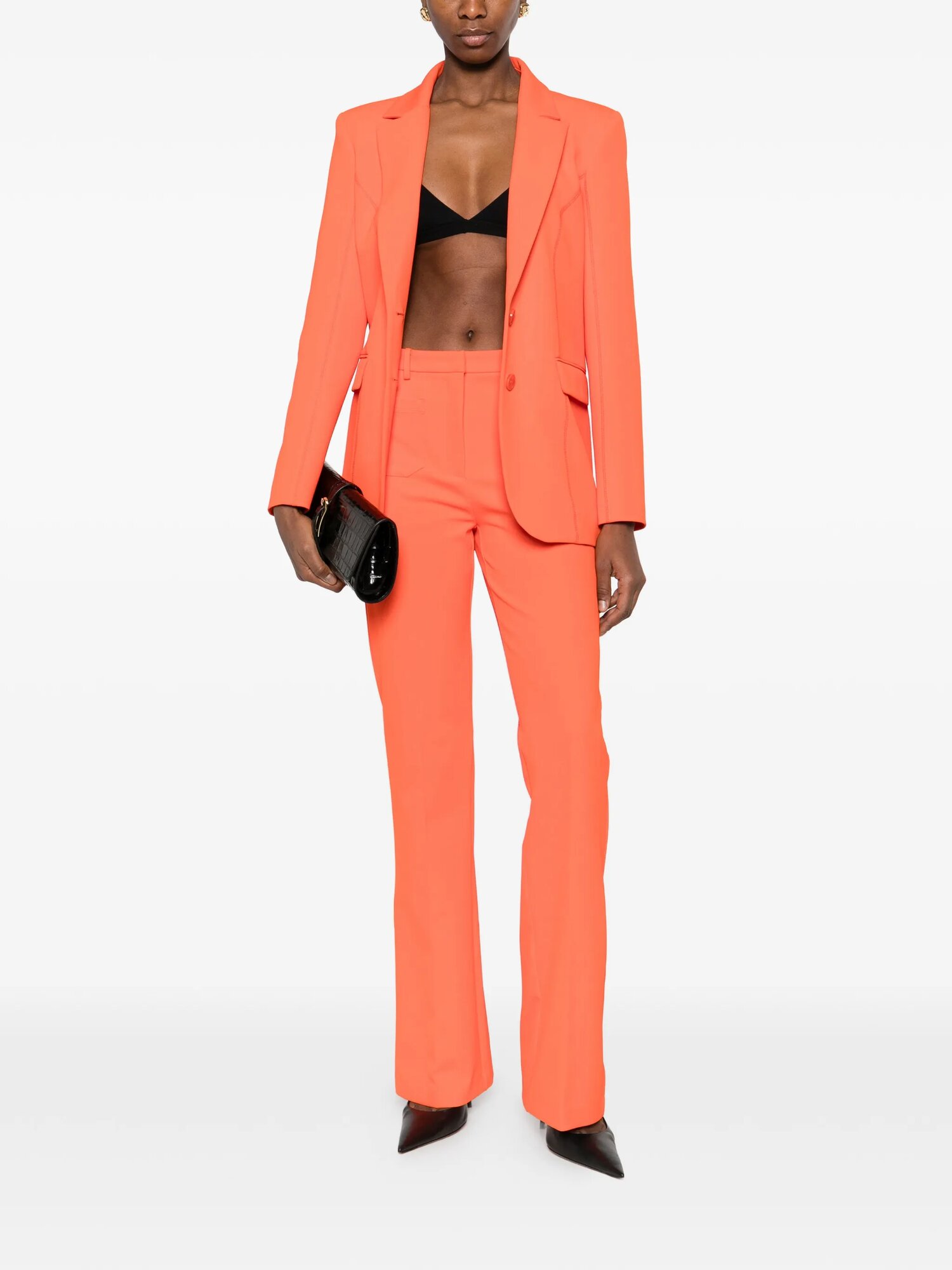 Брюки клеш PATRIZIA PEPE Flared trousers, размер 40, оранжевый — фото 1