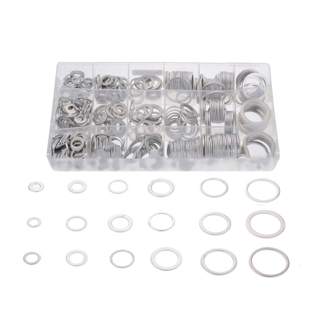 Алюминиевые Плоские Шайбы Набор Шайб Ассортимент Фурнитуры 450 шт. 18 Размер M6 8 10 12 14 16 18 20 22 24