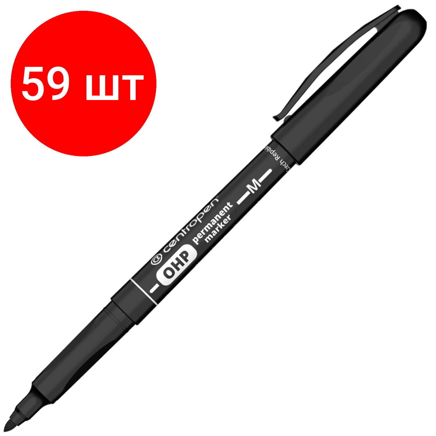 Комплект 59 шт, Маркер перманентный для любой гладкой поверхности черный CENTROPEN "OHP", 1 мм, 2637, 626370112