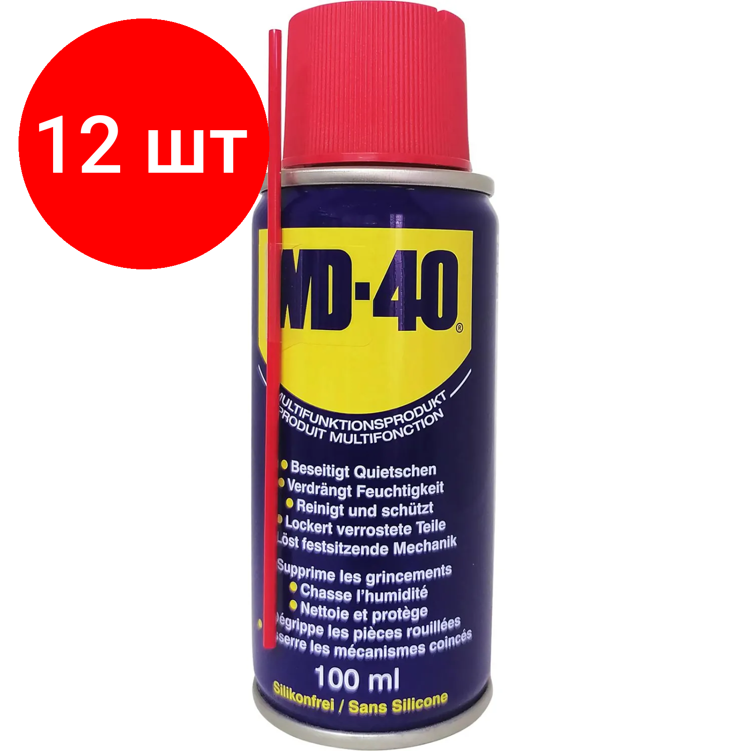 Комплект 12 штук, Смазка универсальная WD-40 100 мл классическая (49001)