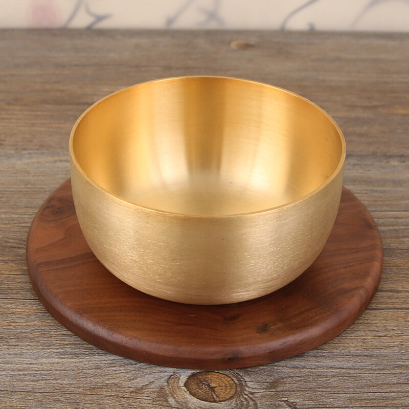 Корейская медная миска, домашняя миска для риса из чистой меди 4.5inch, одинарная миска, устойчива к падению, ручной работы, утолщенная, подходит для младенцев и детей.