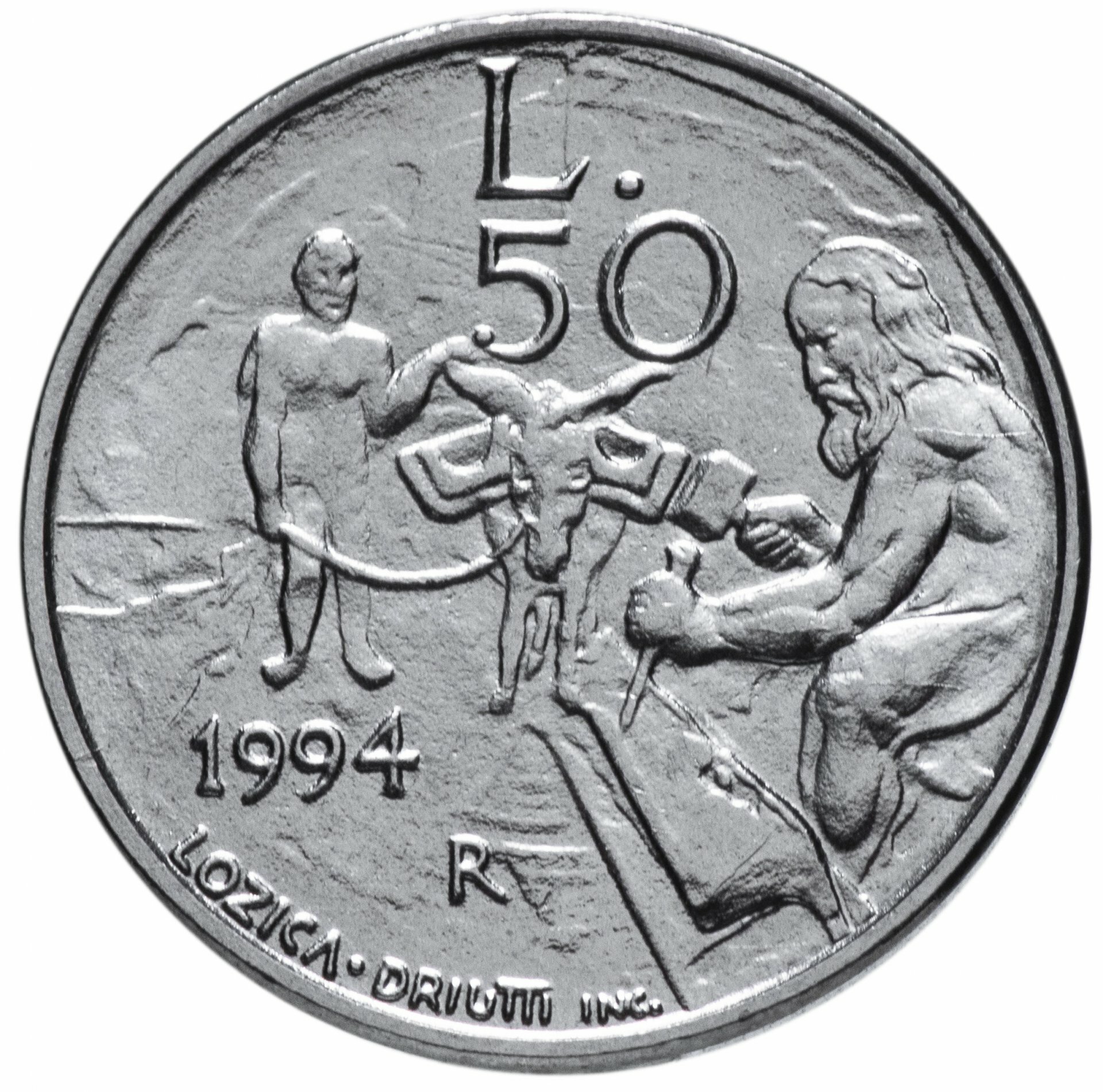 Сан-Марино 50 лир lire 1994, Сталь, в сохранности UNC