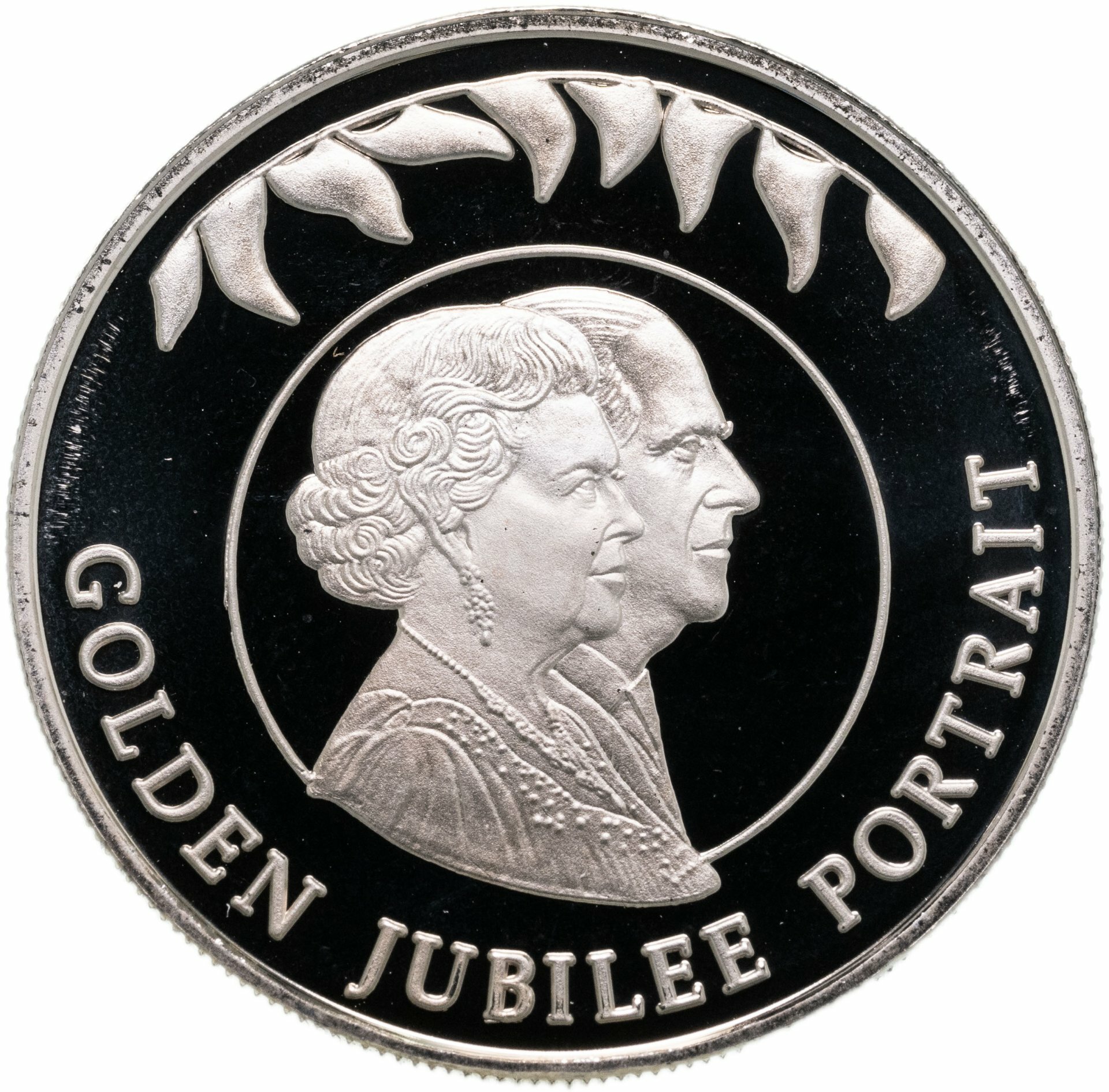 Фолклендские острова 50 пенсов pence 2002 "50 лет правлению Королевы Елизаветы II, портрет к золотому юбилею", Никель, в сохранности BUNC