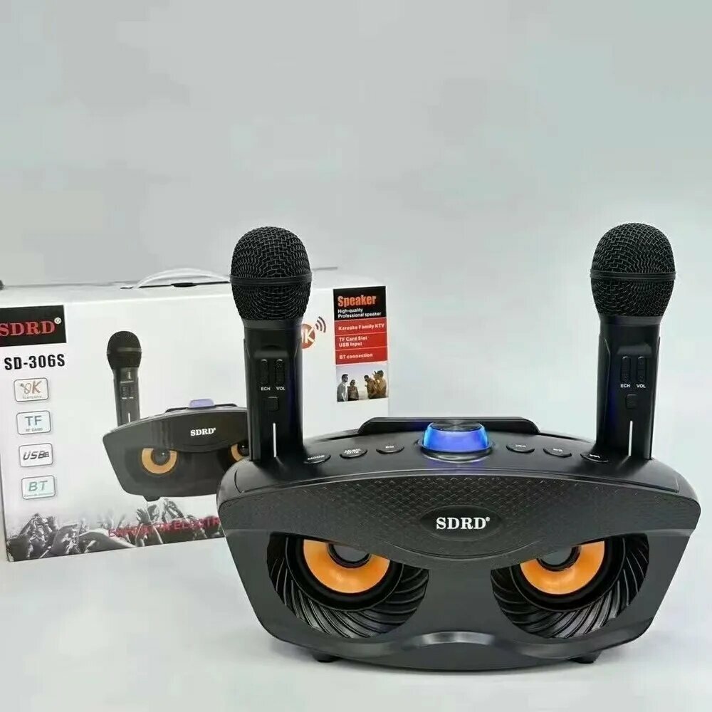 Караоке система беспроводная с двумя микрофонами SDRD SD-306 Plus Серый