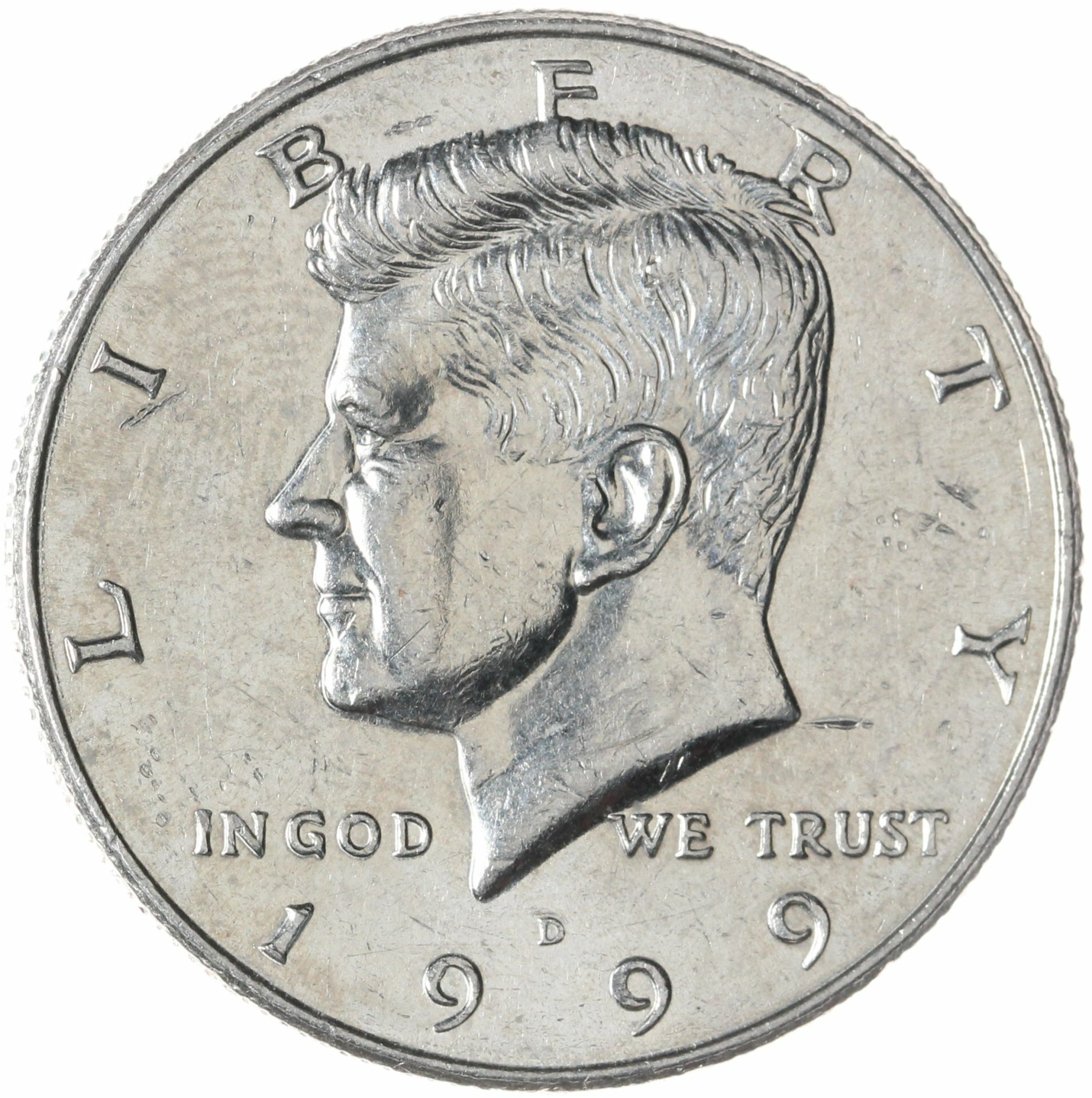 США 50 центов 1/2 доллара, half dollar 1999 D Kennedy Half Dollar Кеннеди знак монетного двора "D" - Денвер, Медь, в сохранности XF-AU