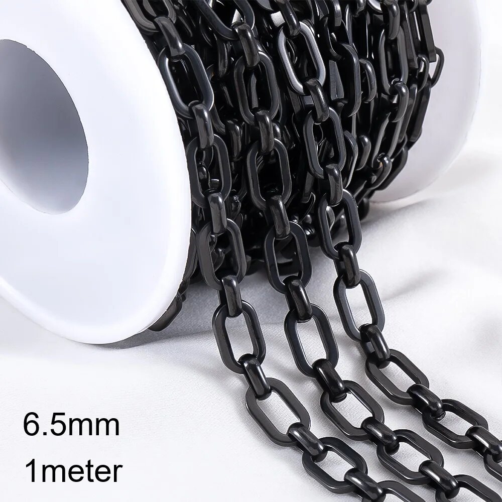 MINGXUAN Черная цепочка из нержавеющей стали 1 метр для рукоделия 6.5mm 1meter