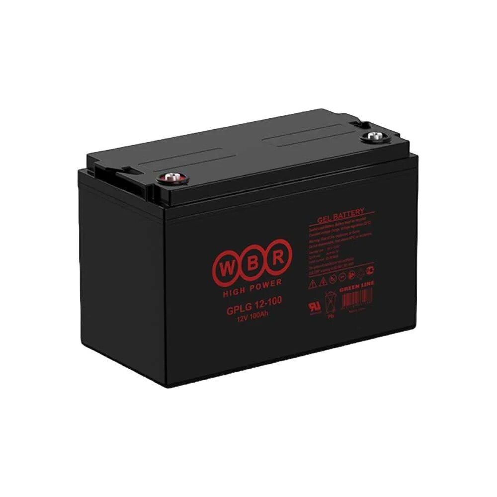Аккумуляторная батарея гелевая WBR GPLG12-100 12В 100 Ач УТ-00000376, система постоянного напряжения, болтовые клеммы