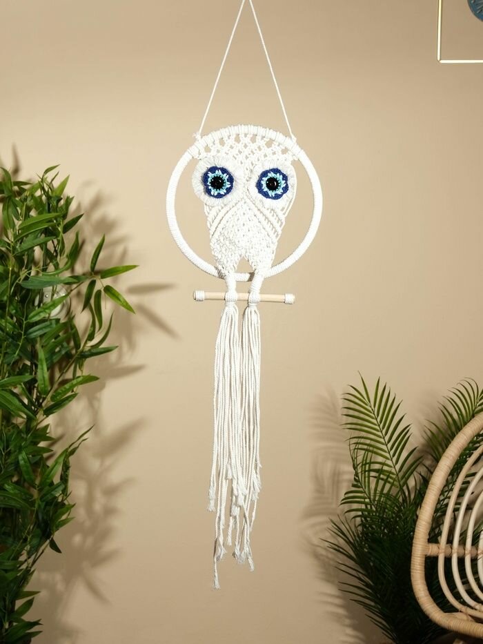 Ловец снов Sima-land "Сова" 22х80 см, морской глаз, белый