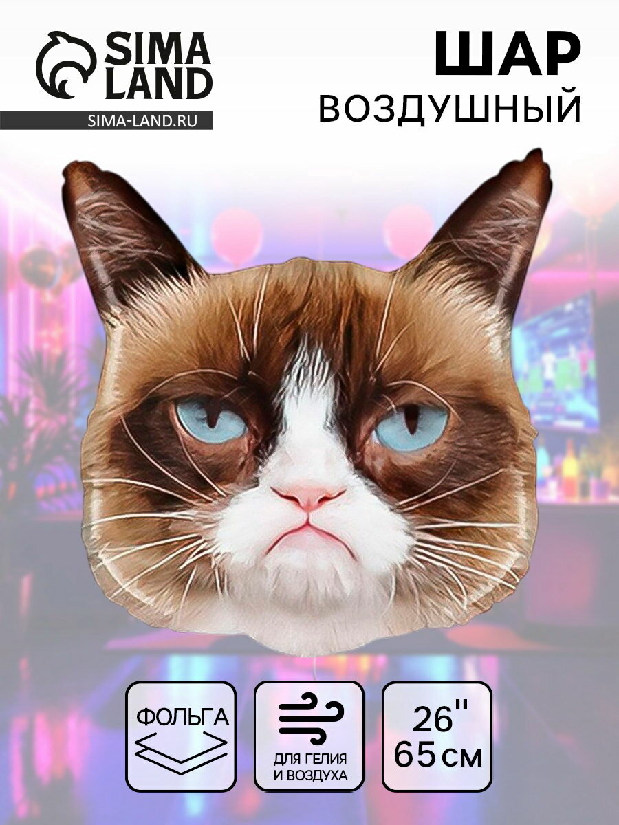 Воздушный шар фольгированный 26"Сердитая кошка", фигура, коричневый, 2 шт.