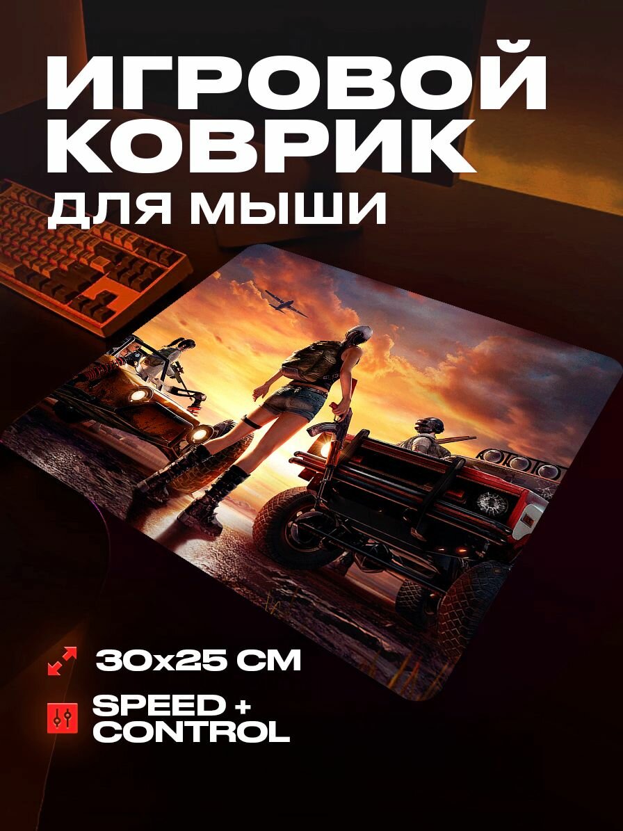 Коврик для мыши большой игровой PUBG 30 на 25 аниме