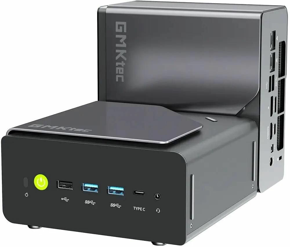 Неттоп GMKTEC Mini NucBox K12 AMD Ryzen 7 H255, DDR5 32ГБ, 1ТБ(SSD), AMD Radeon 780M, Windows 11 Pro, черный и серый K12/H255/32GB+1TB