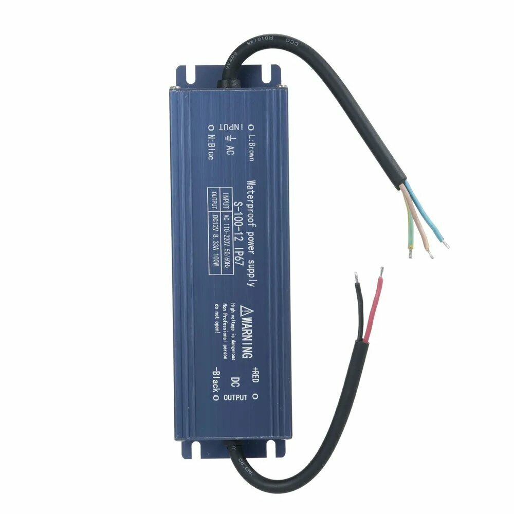 Светодиодный драйвер IP67 100W 12V DC для ленты, преобразователь 110V-220V AC