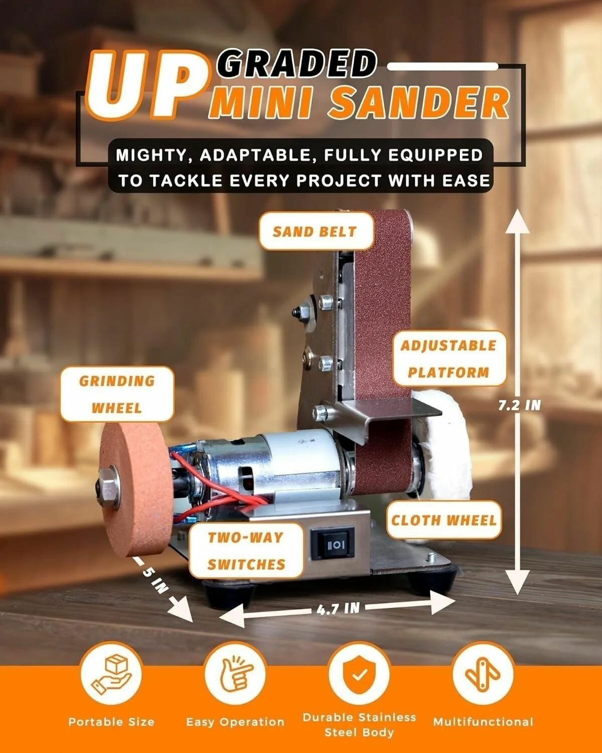 Эксклюзивный ленточный гриндер с микроэлектроприводом для шлифовки