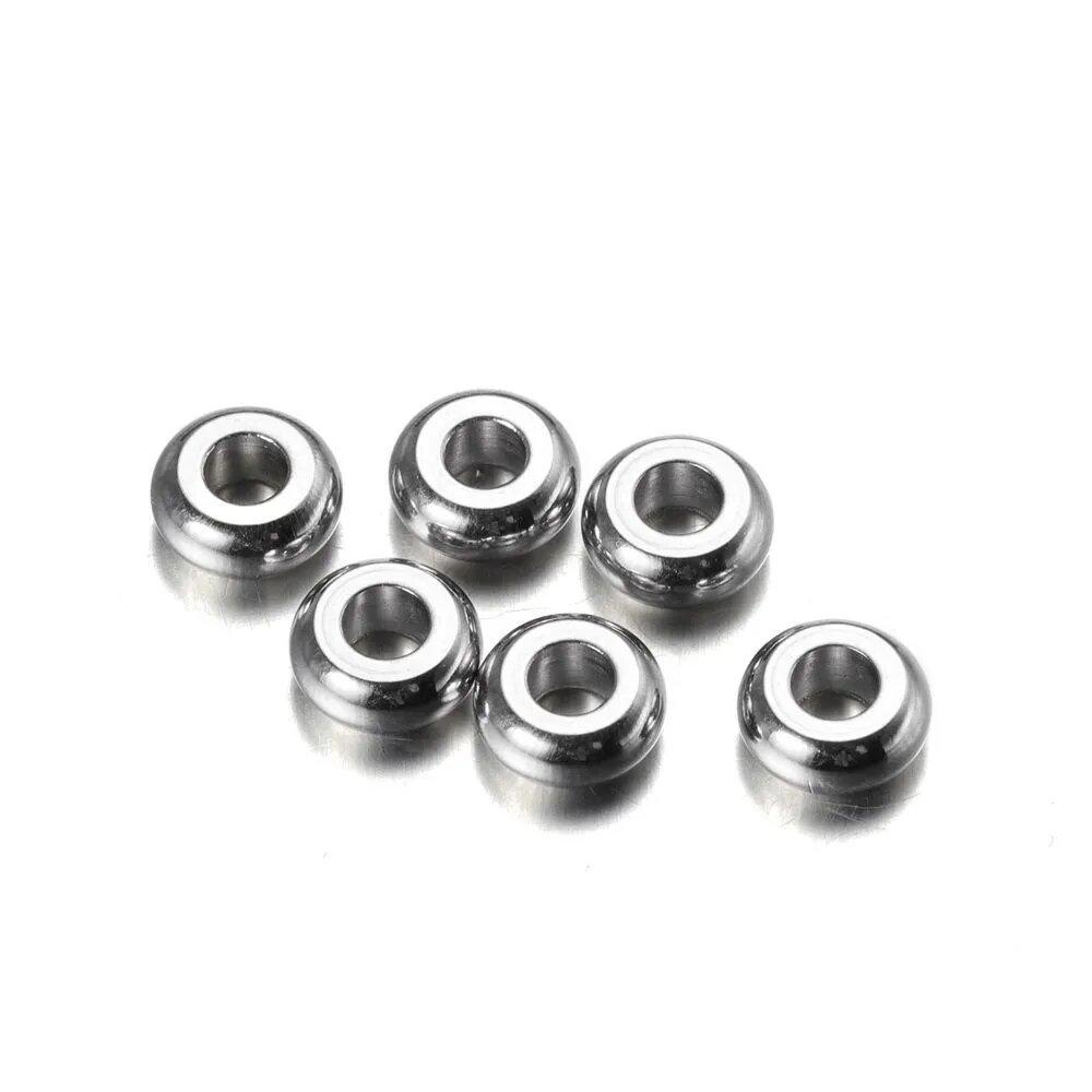 Бусина-разделитель , Разделительная бусина для браслетов и бус , нержавеющая , 50 шт , размер 6 мм , цвет родий