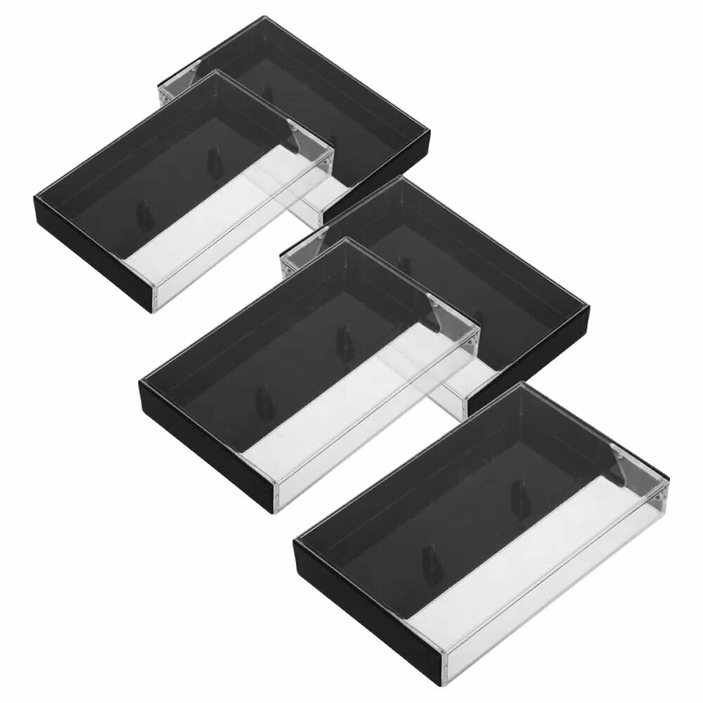 Короб Для Хранения Аудиокассет, Стильный Дизайн, Прочный Пластик, Черный, 6 Штук