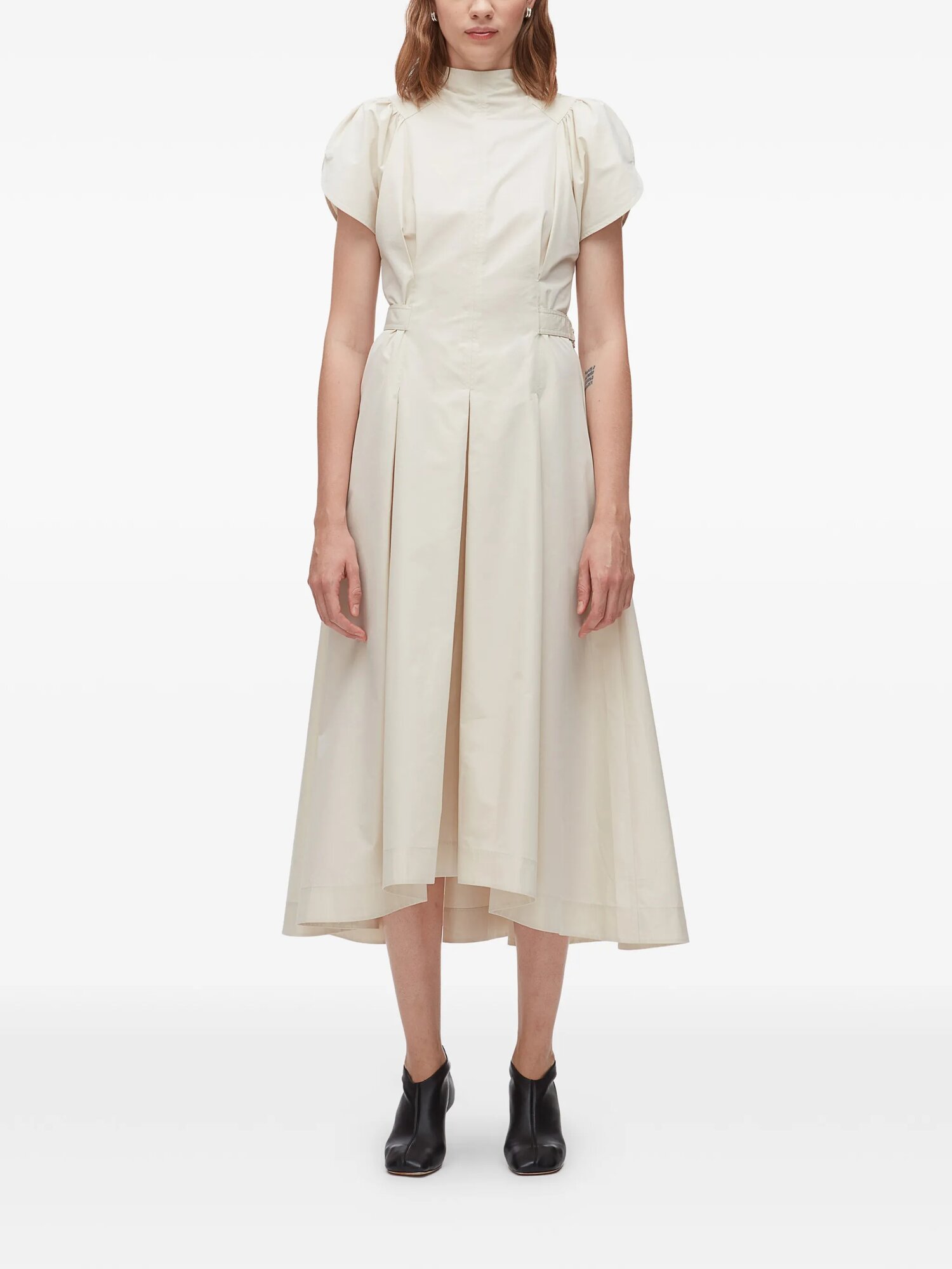 Платье Puff-sleeves pleated midi dress